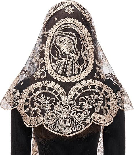 Bozidol Prayer Veils for Church Catholic, Triangle Virgin Mary Lace Ma