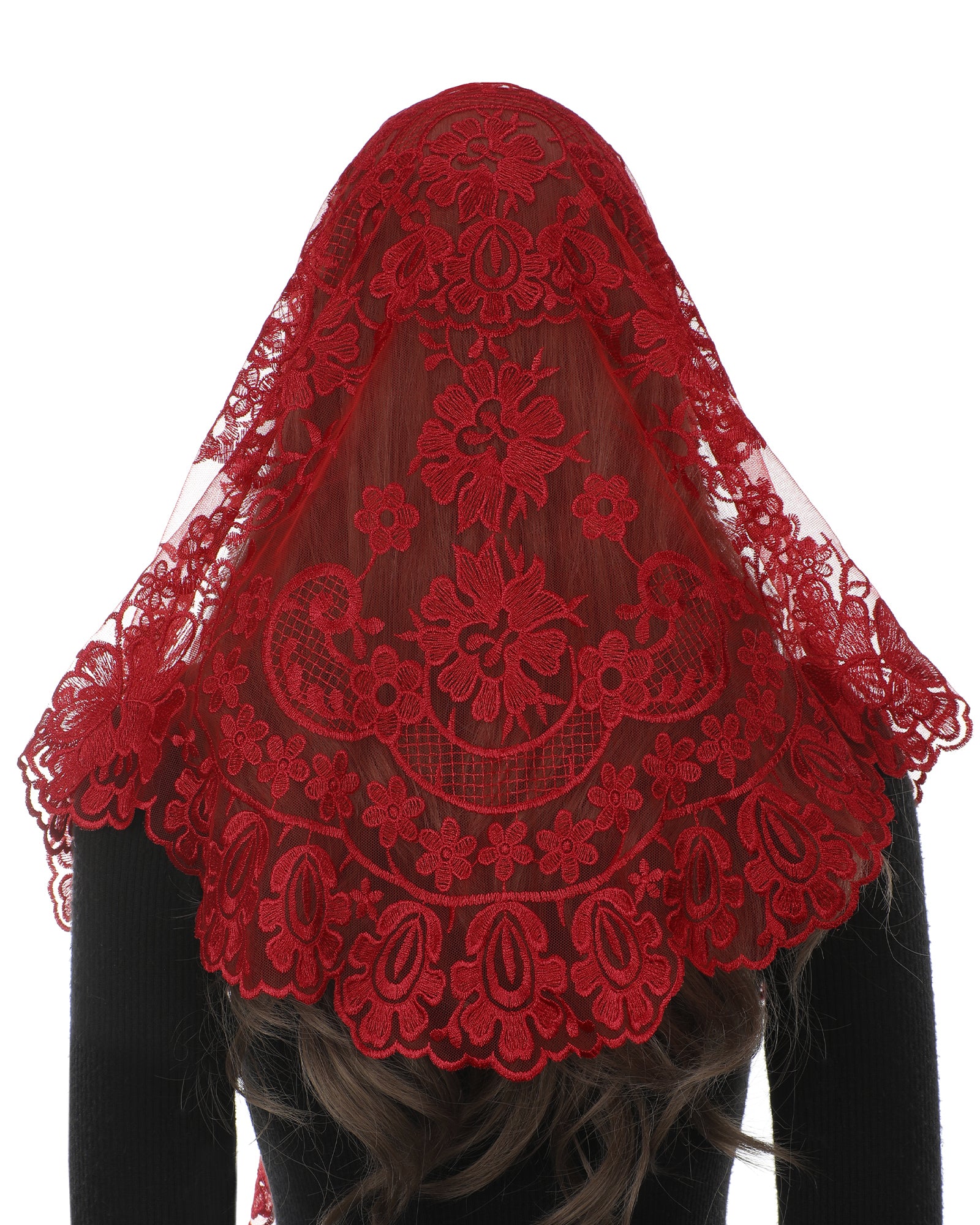 Bozidol Triangle Catholic Chapel Mantilla Veils - Short Camellia Embro