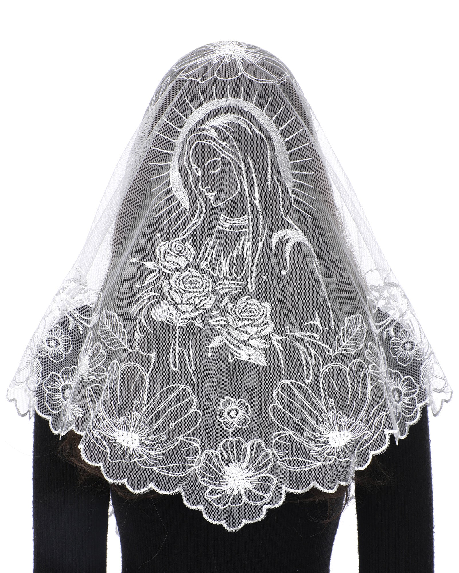 Bozidol Veils for Church Catholic, Triangle Virgin Mary Lace Mantilla